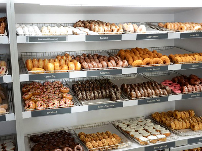 A rainbow of fried perfection! This donut display is what I imagine Willy Wonka's retirement project would look like. Choose your own adventure, folks!