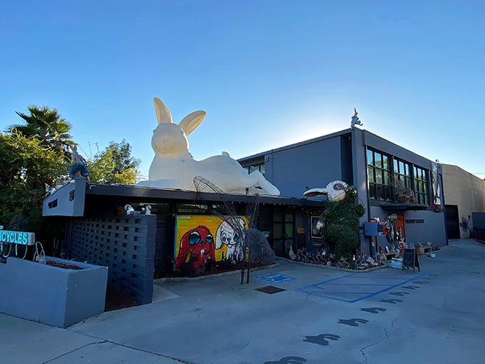 The house that bunnies built! This exterior shot shows that the rabbit obsession doesn't stop at the front door.