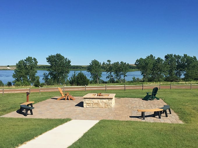 Lake views, comfy seating, and a fire pit? This patio area is like the Swiss Army knife of relaxation spots &ndash; versatile, practical, and always ready for s'more fun.
