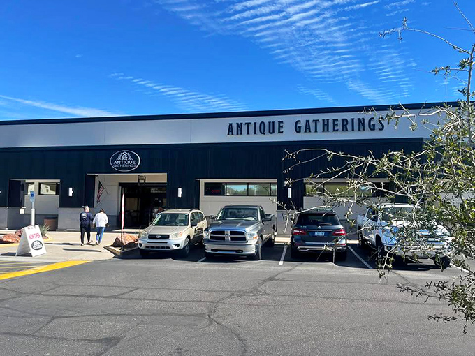 Park your DeLorean and step into a world of wonders! Antique Gatherings' parking lot is the gateway to your next great adventure in time.