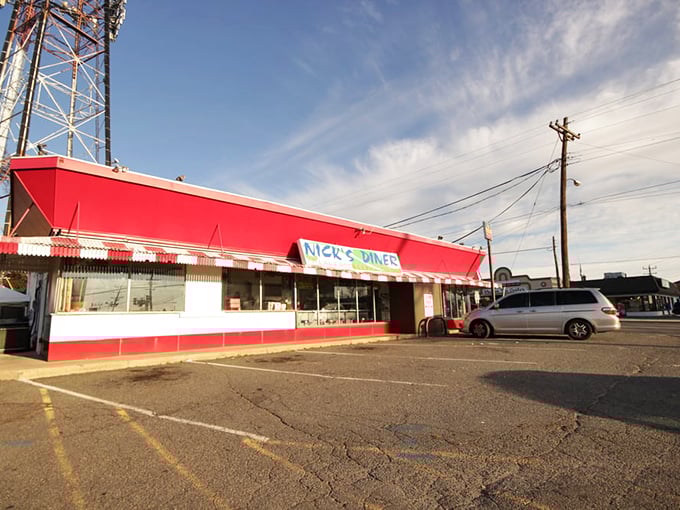 Red, white, and delicious! Nick's exterior is as American as apple pie, promising a slice of nostalgia with every visit.
