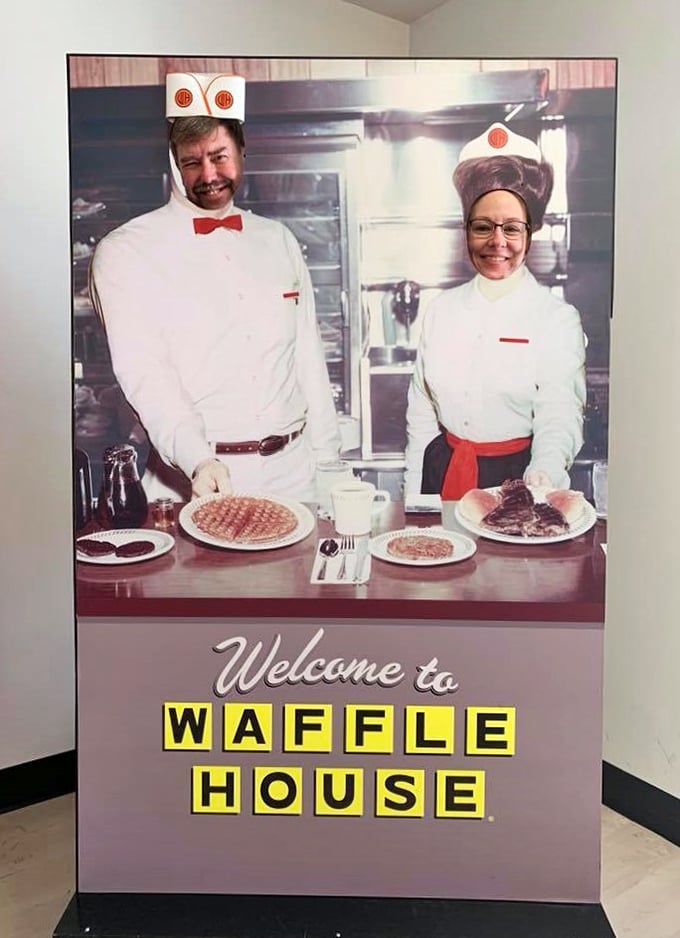 Say cheese (and waffles)! This cheeky photo op lets you become part of the Waffle House family - if only for a moment.