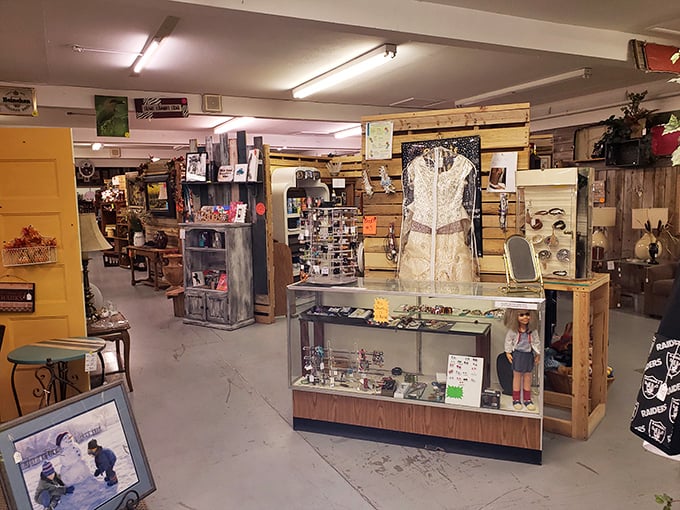 Shelves upon shelves of potential. It's a game of Tetris where every piece is a conversation starter waiting to happen.