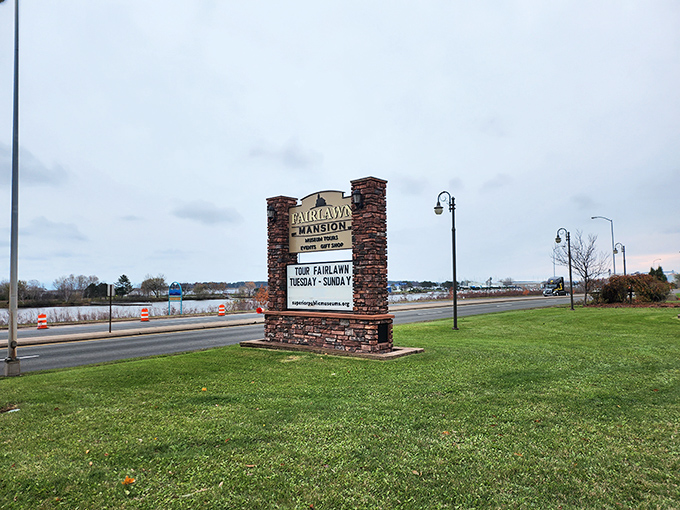 Your GPS can't capture this: Fairlawn Mansion, where history meets hospitality. It's not just a sign, it's an invitation to time travel!