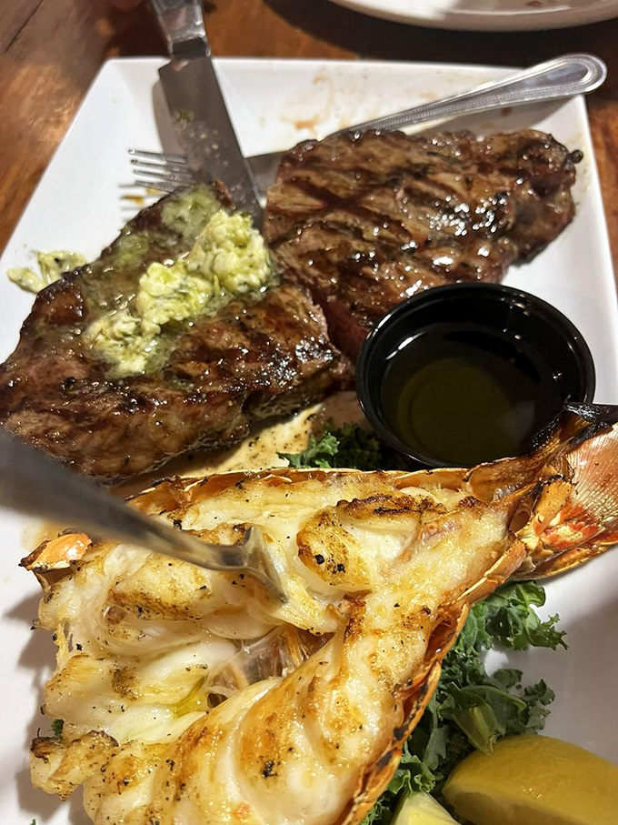 Surf and turf, Florida style. This plate has more star power than a Hollywood red carpet, and it tastes even better than it looks.
