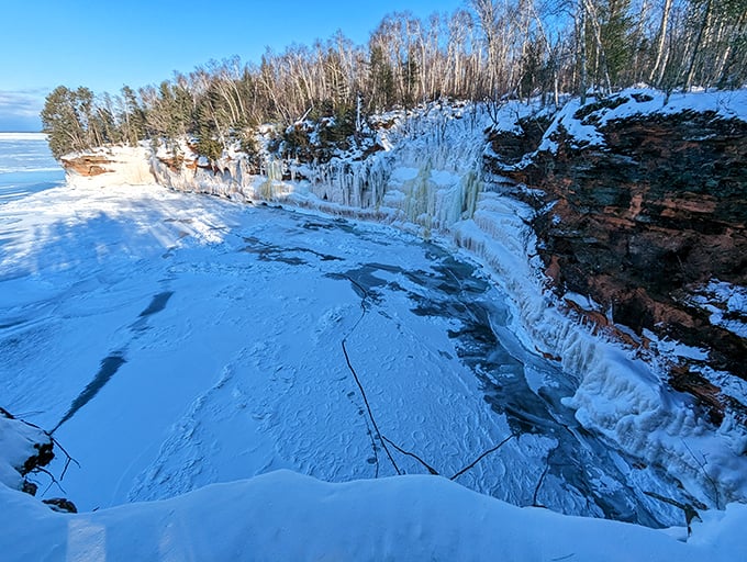 Winter's icy embrace turns sea caves into nature's own Narnia. Mr. Tumnus not included, but the magic certainly is.