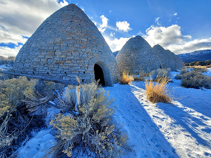 Winter in the desert? It's not an oxymoron, it's a magical transformation. These snow-dusted ovens look like they're straight out of a Nevada snow globe.