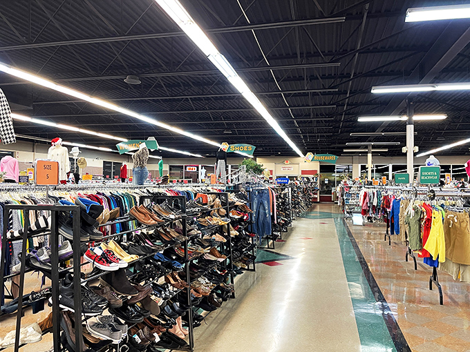 The yellow brick road of bargains! Follow this aisle to emerge with a cart full of treasures and a wallet that's still intact.