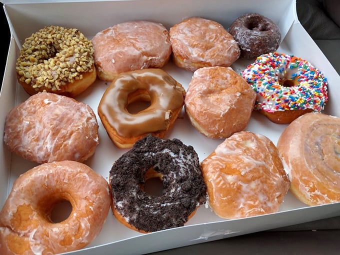 A box of pure happiness! This assortment of donuts is like a flavor rainbow, promising a pot of deliciousness at the end of every bite.