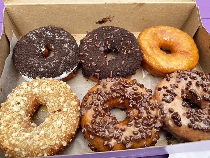 A box of happiness! These assorted donuts are like a treasure chest of fried, glazed, and sprinkled gold.