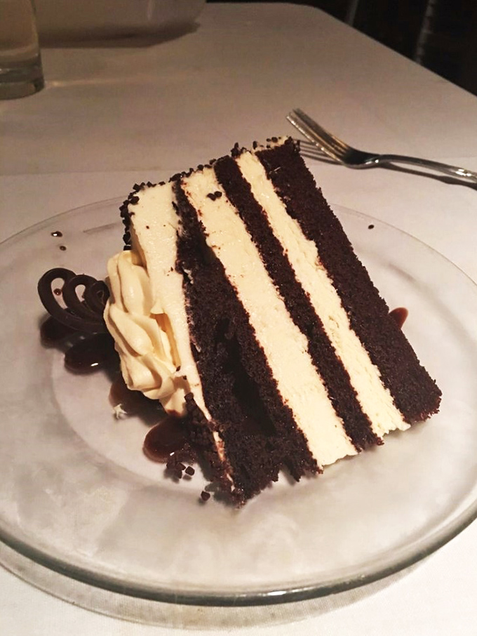 Layer upon layer of chocolatey bliss. This cake is so rich, it probably has its own offshore bank account.