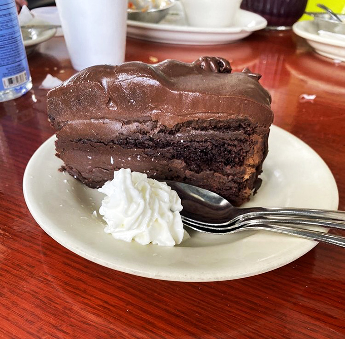 Chocolate cake so rich, it probably has its own offshore bank account. Resistance is futile – just grab a fork and dive in!
