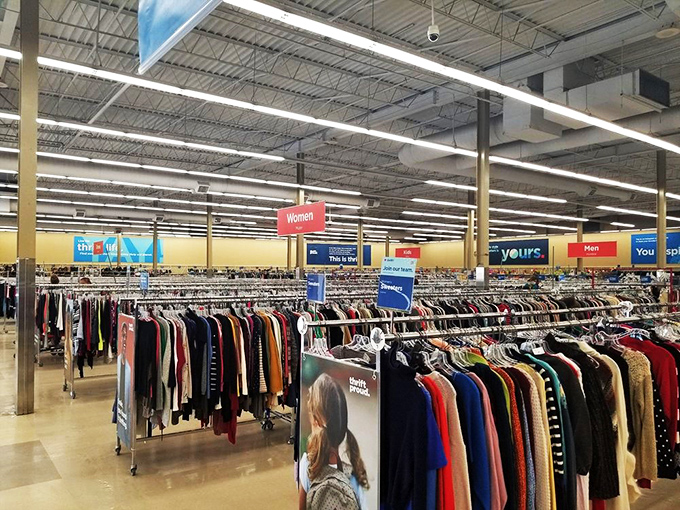 A sea of second chances. These racks aren't just clothes; they're opportunities to reinvent yourself without breaking the bank.