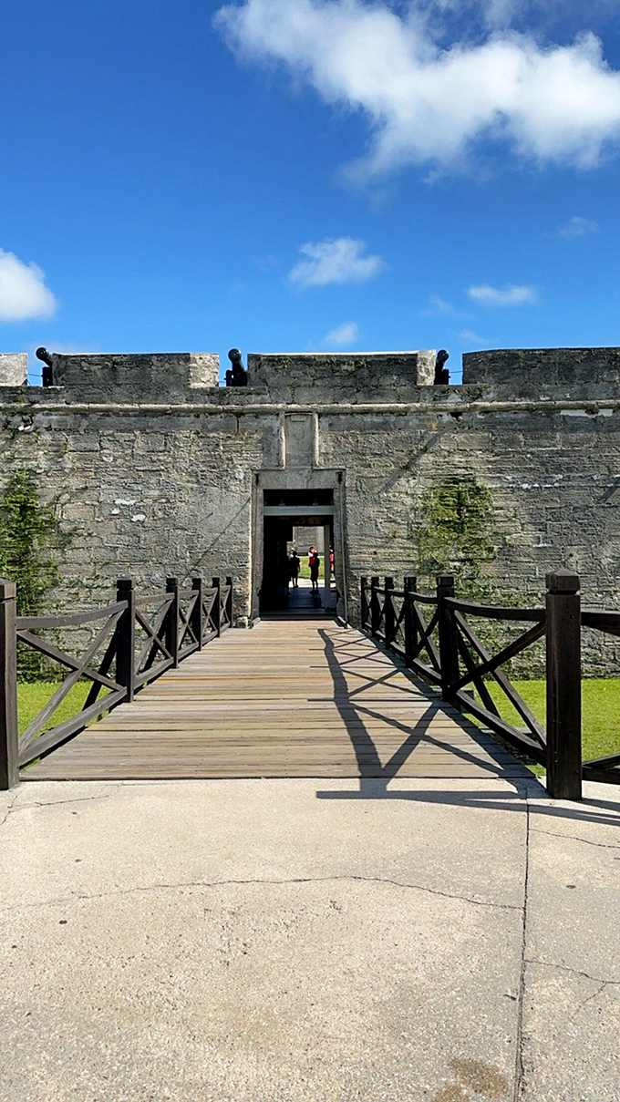 Cross this bridge and step back in time. Just remember, the only dragons you'll find here are in the gift shop snow globes!