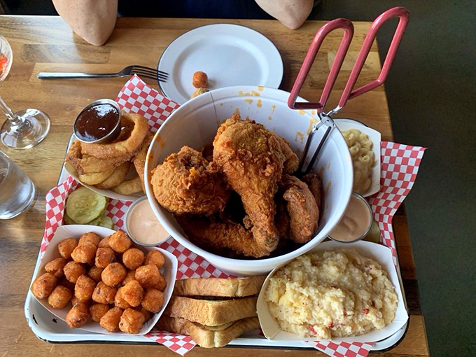 This isn't just a meal; it's a Southern feast that would make Paula Deen proud. Better loosen that belt &ndash; you're gonna need the extra room!