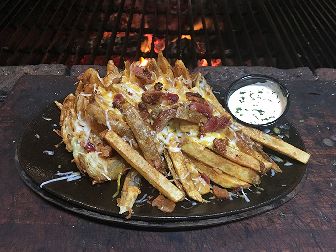 Fries that put the 'fun' in frontier! Loaded with more goodies than a prospector's saddlebag, these spuds are pure gold.