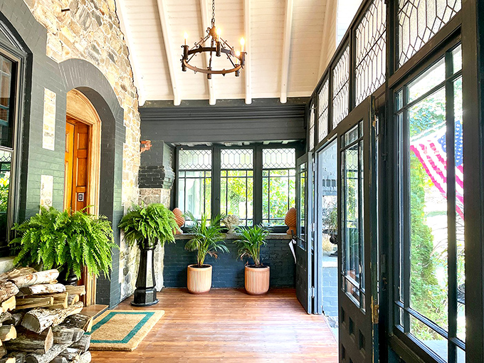 Welcome to the jungle... err, porch! This plant-filled entryway sets the stage for a stay that's equal parts luxe and laid-back.