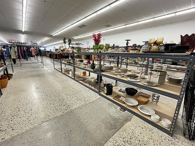 A sea of possibility stretches before you. Remember, in the world of thrifting, the early bird gets the vintage worm... or at least the coolest retro lamp.