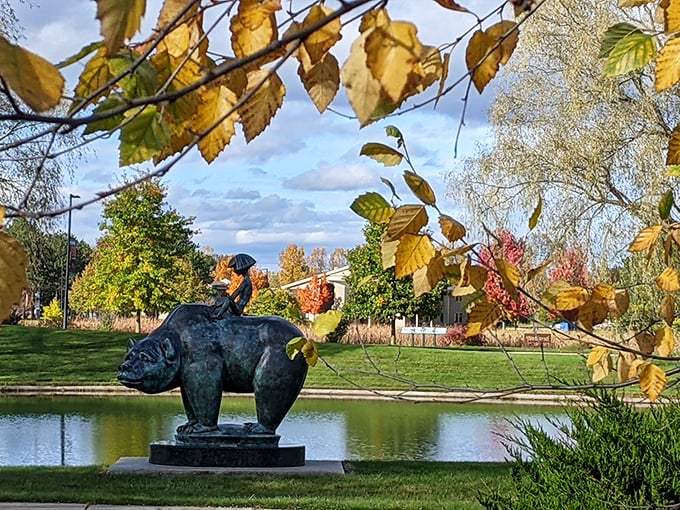 Who says pigs can't fly? This bronze beauty proves that in the world of art, anything is possible &ndash; even airborne swine.