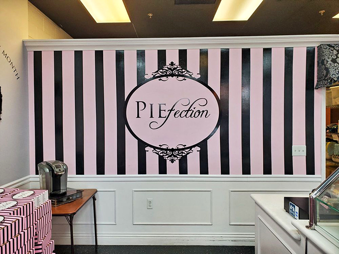 A wall of pie-fection that's more eye-catching than Times Square. It's like a billboard for happiness, with a side of whipped cream.