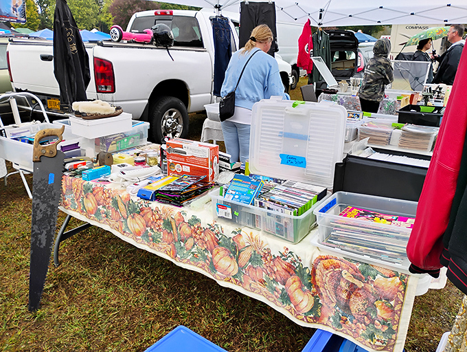 Craft supplies galore! This table is a Pinterest board come to life, just waiting to inspire your next DIY adventure.
