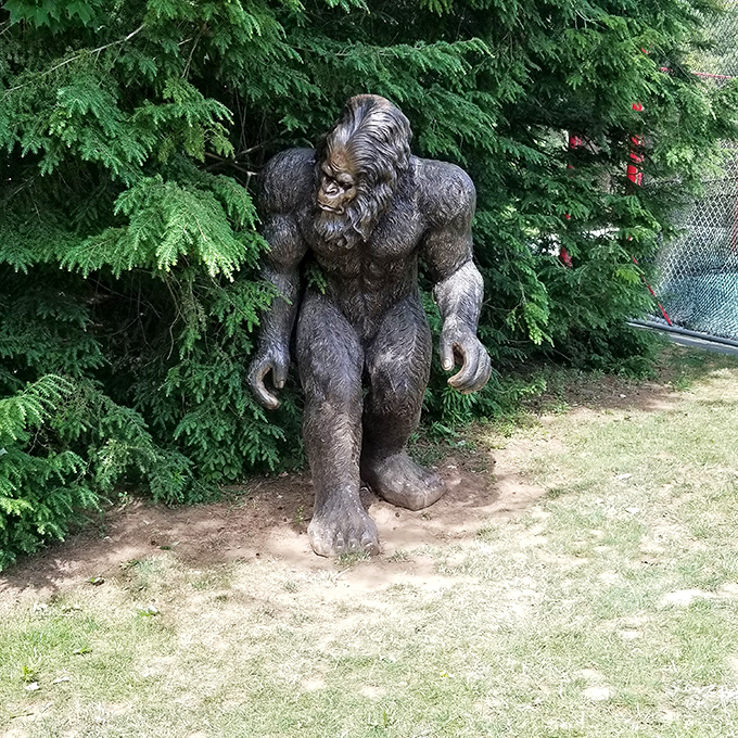 Bigfoot's less elusive cousin guards the park entrance. He's like a furry greeter, ready to high-five you into a world of wonder!