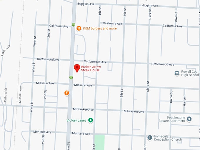 16 broken arrow steak house map