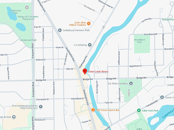 16 cedar creek winery map