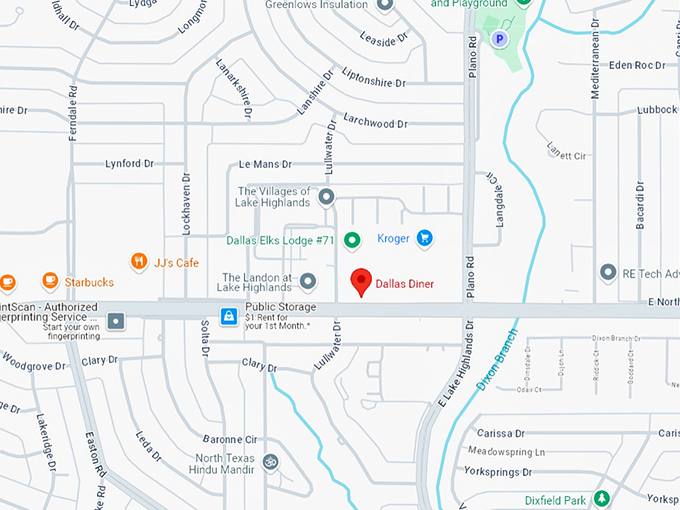 16 dallas diner map