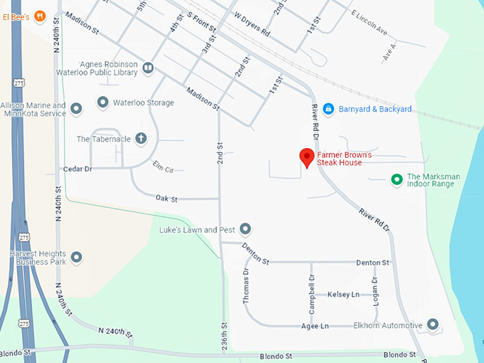 16 farmer brown's steak house map