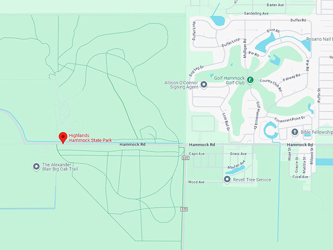 16 highlands hammock state park map