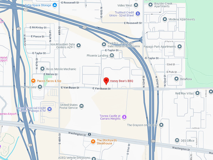 16 honey bear's bbq map