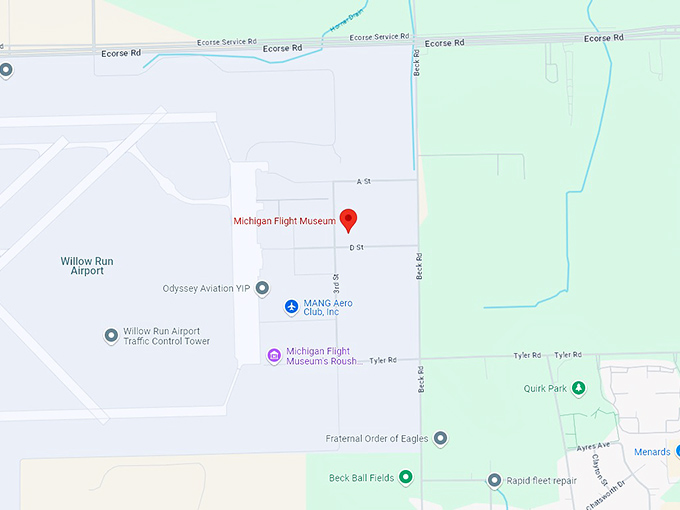 16 michigan flight museum map