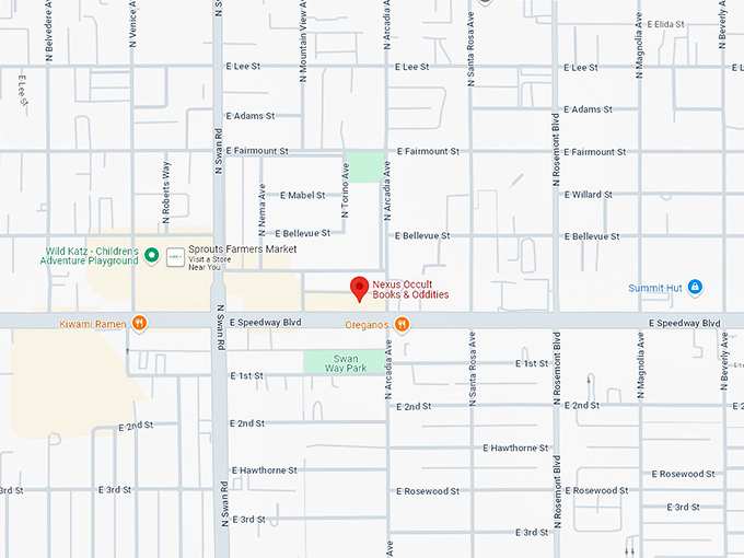 16 nexus occult books & oddities map