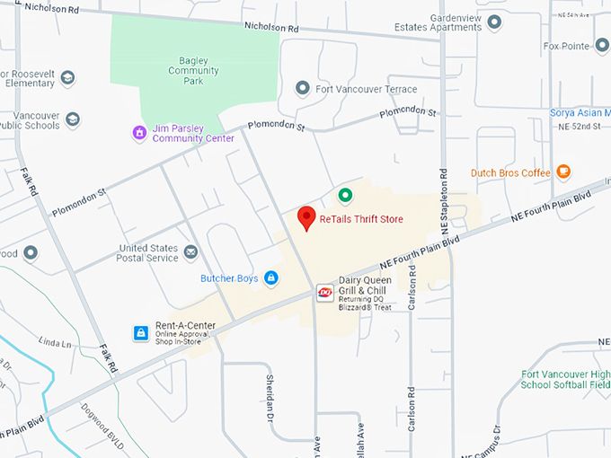 16 retails thrift store map