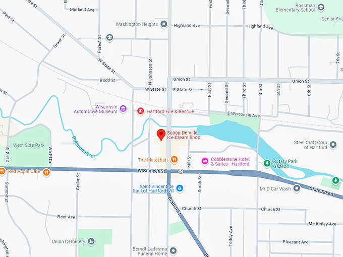 16 scoop de ville ice cream shop map