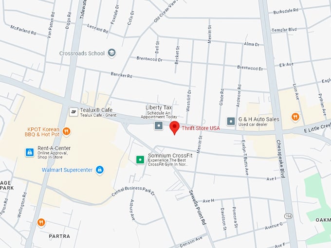 16 thrift store usa map