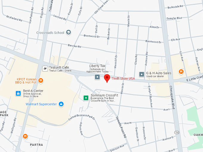 16 thrift store usa map