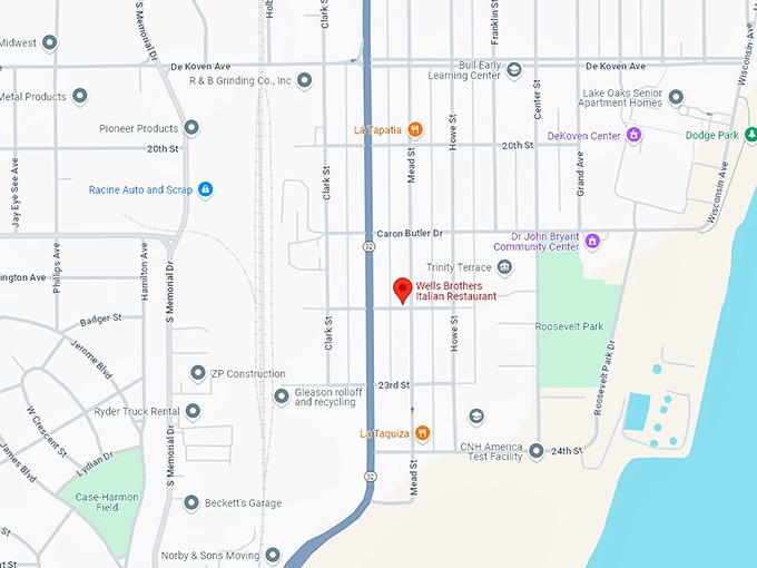 16 wells brothers italian restaurant map