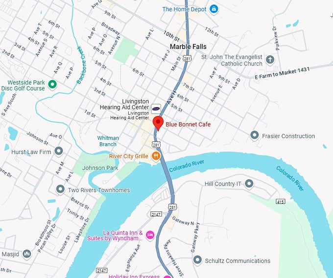 16. blue bonnet cafe map