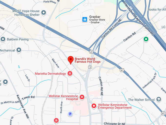 16. brandi's world famous hot dogs map