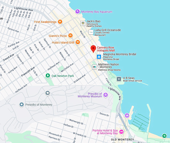 16. cannery row antiques mall map