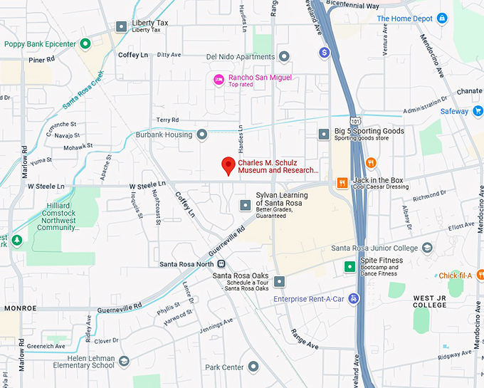 16. charles m. schulz museum and research center map
