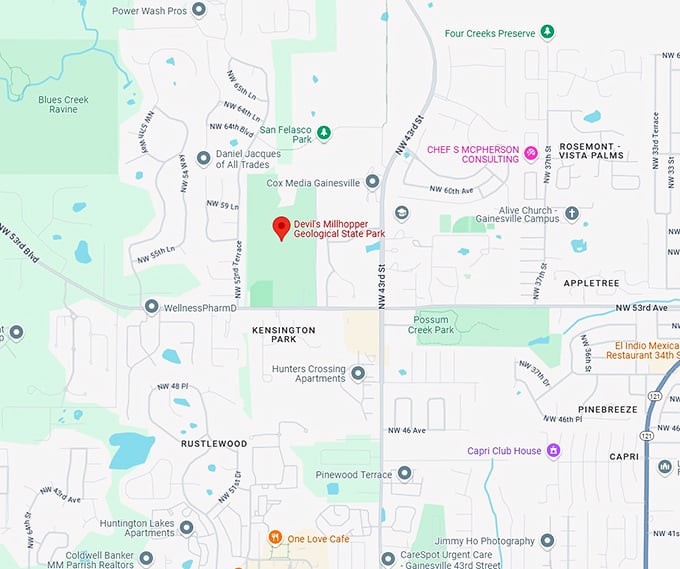 16. devil's millhopper geological state park map