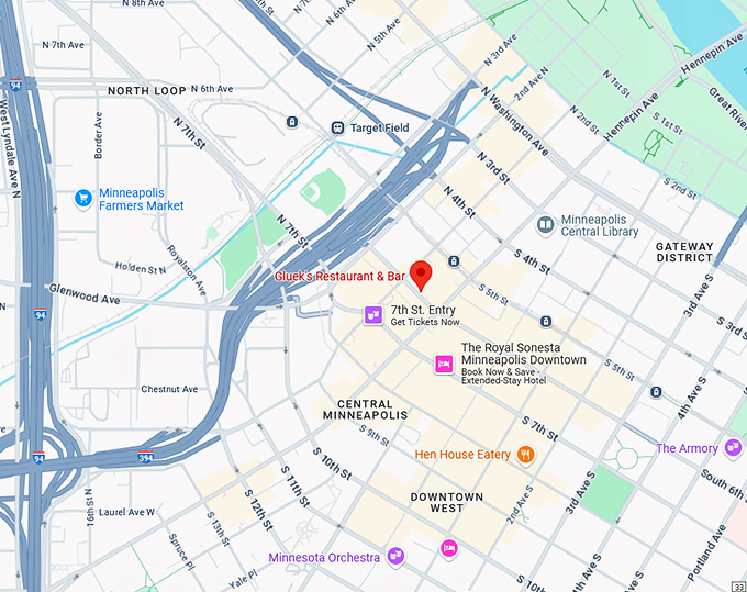 16. gluek's restaurant & bar map
