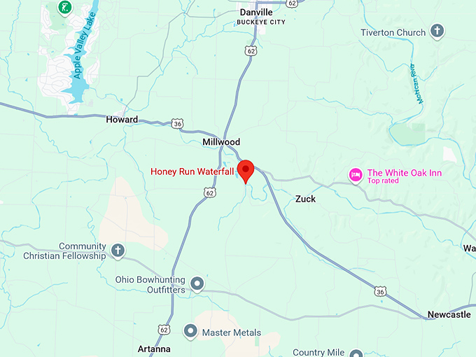 16. honey run waterfall map