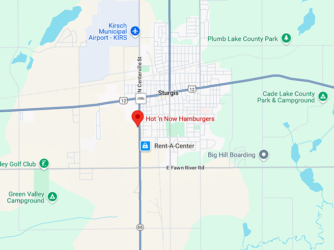 16. hot 'n now hamburgers map