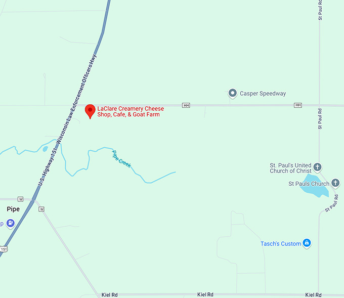 16. laclare creamery cheese shop, cafe, & goat farm map