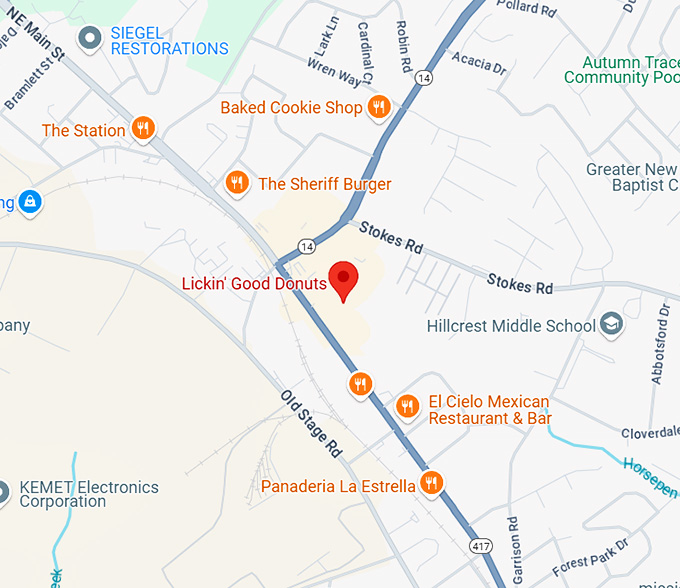 16. lickin' good donuts map