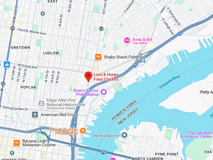 16. love & honey fried chicken map